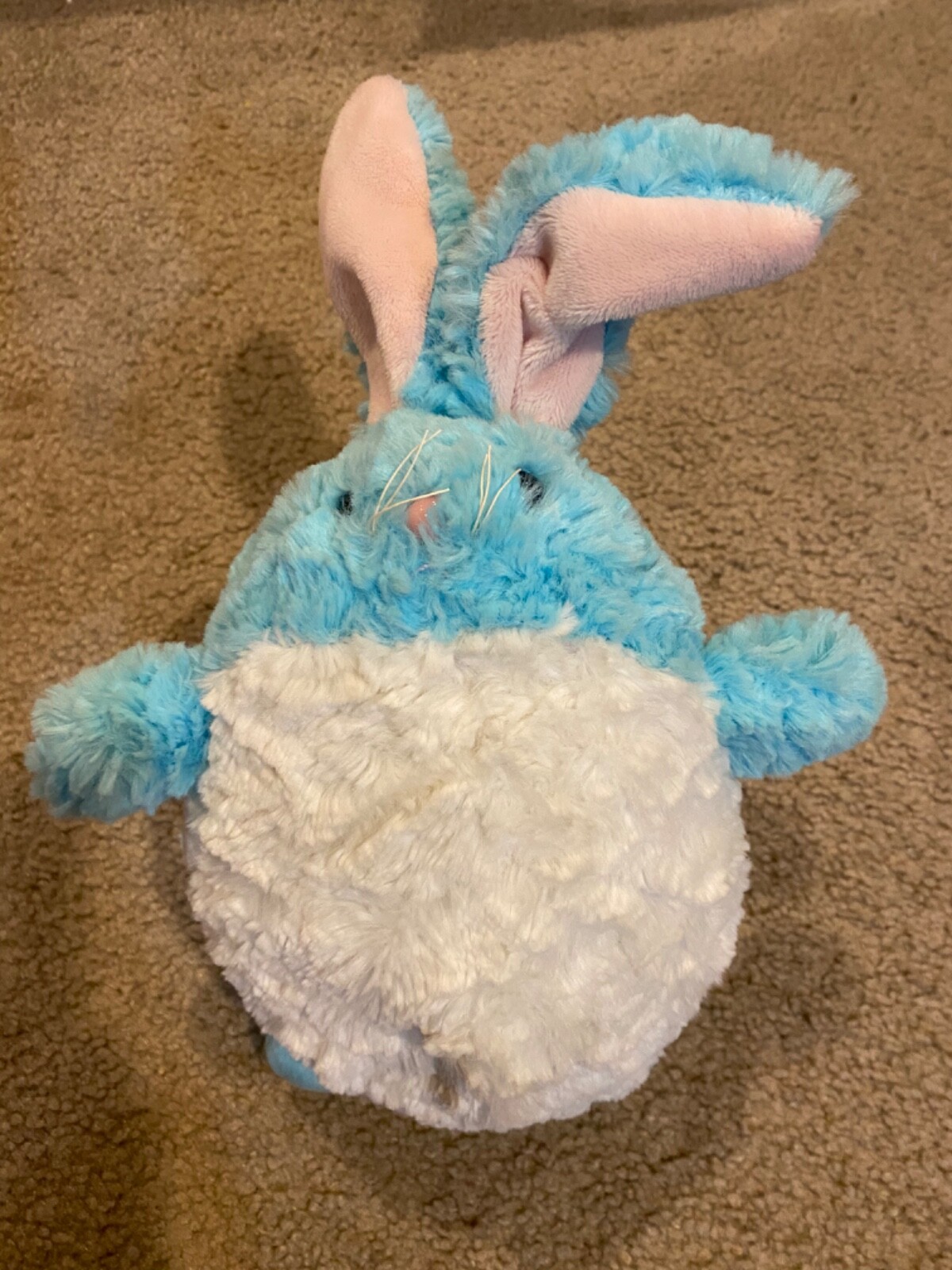 Purely Luxe Plush Bunny Rabbit Blue Aurora Pink Nose Black Eyes 9" Tall ...