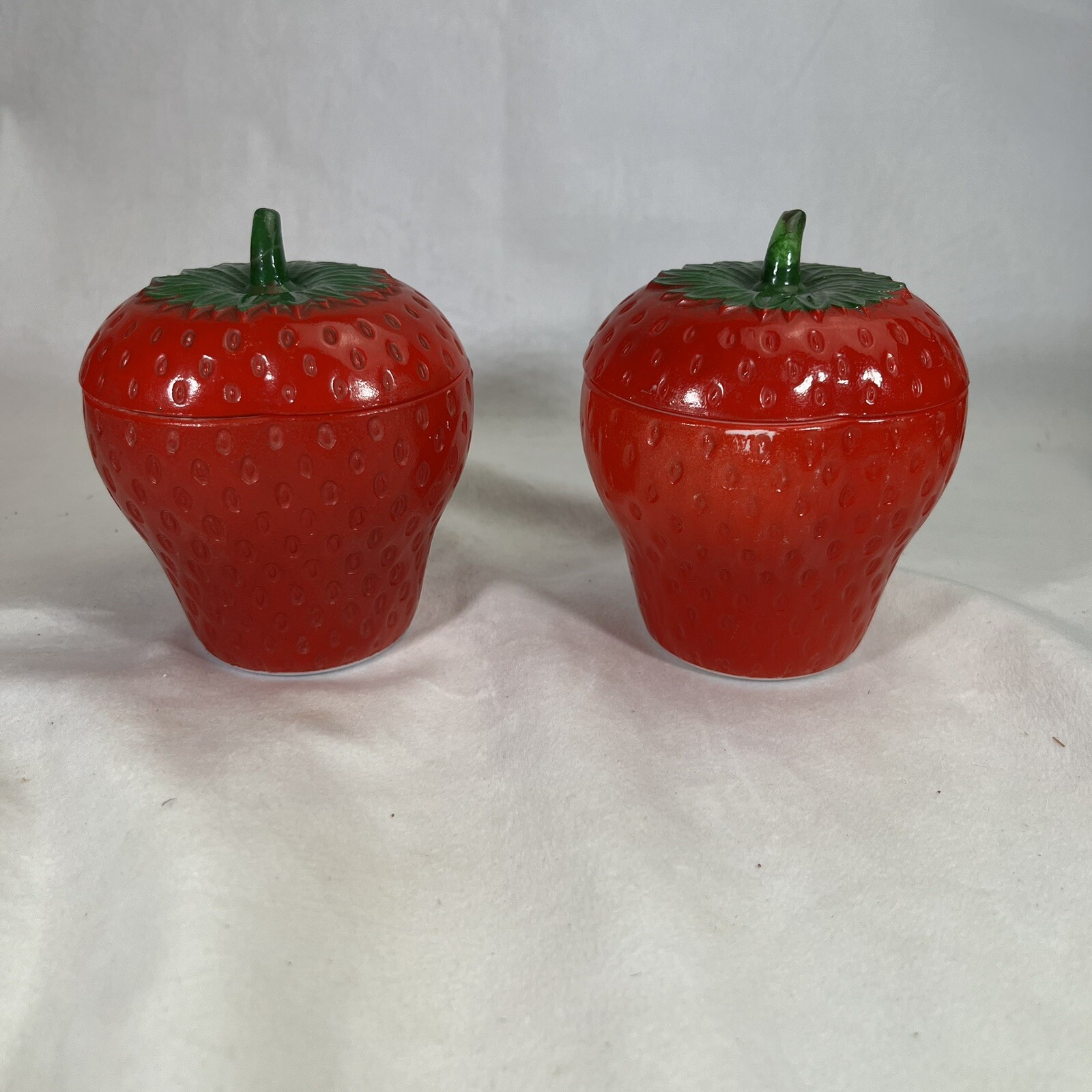 Vintage Hazel Atlas Milk Glass Strawberry Jam Jelly Serving Jars Set Of ...