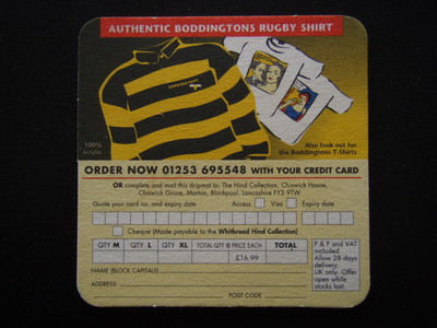 BODDINGTONS BITTER STRANGEWAYS BREWERY RUGBY SHIRT ORDER NOW COASTER ...