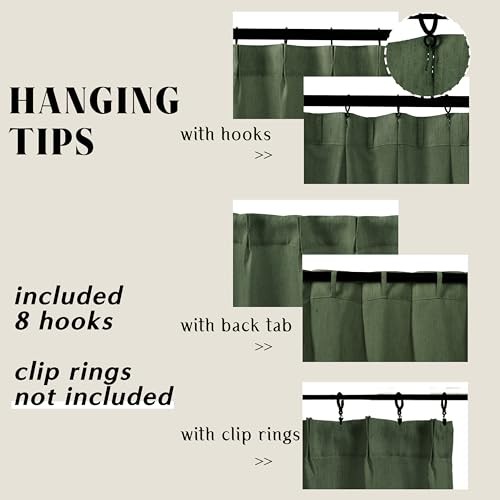 Kitchen Curtains,Vintage Sheer Linen Non 24"W x 36"L (Pack of 2) Olive ...