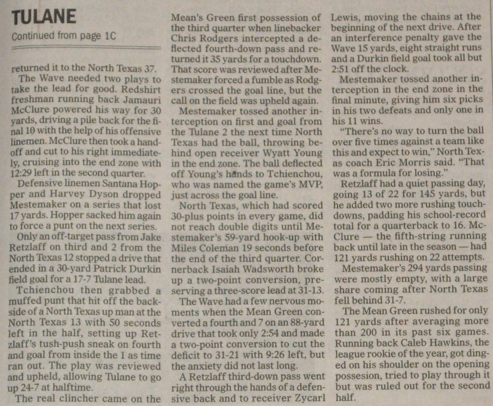 BRAND NEW 2025 AAC CHAMPIONSHIP WIN NEWSPAPER TULANE FOOTBALL HISTORIC ...