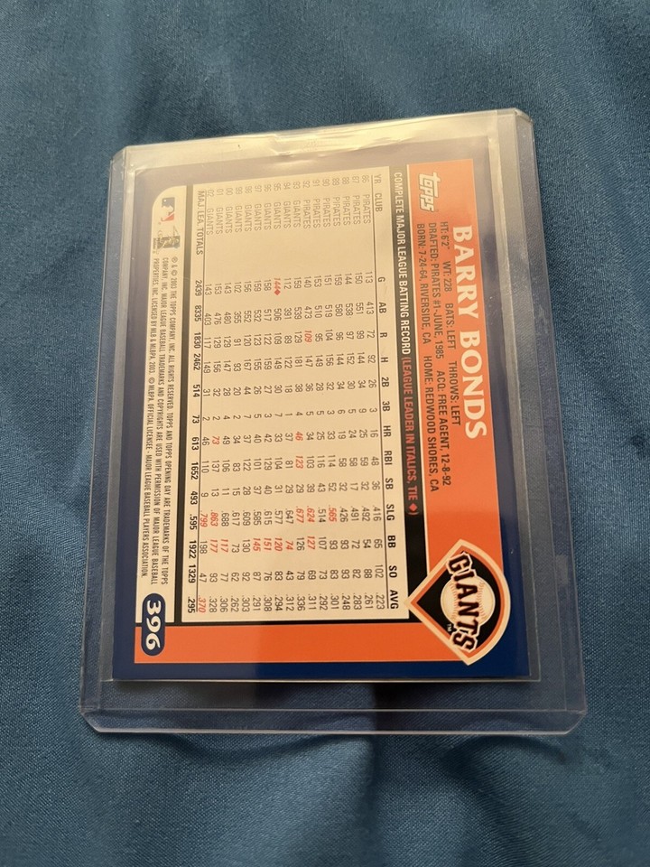 2003 Topps Barry Bonds 396 San Francisco Giants Good Condition Baseball ...