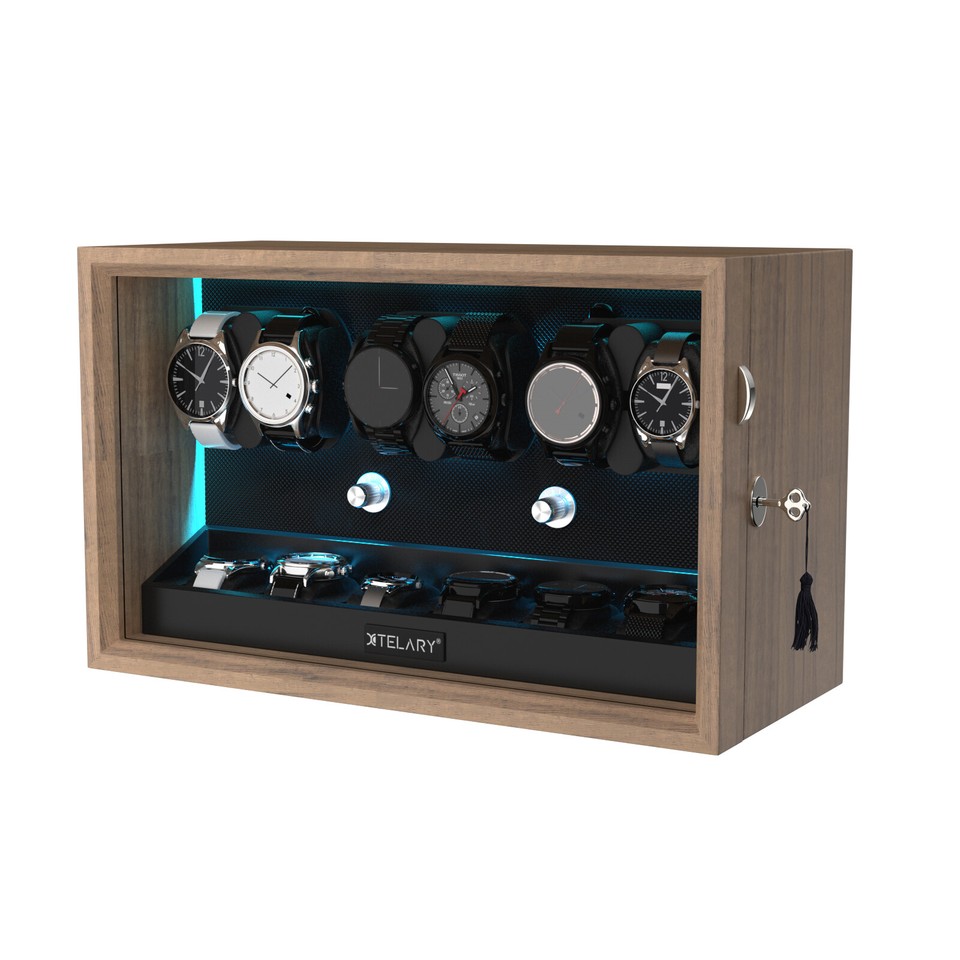 Automatic Rotation 4+4/6+6/8+4/12+6 Watch Winder Display Storage Box ...
