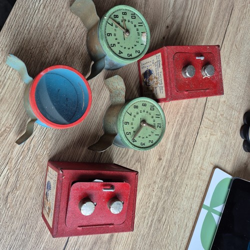 Vintage x5 Tin money boxes 1950s safe and clock style Money Box Bank ...
