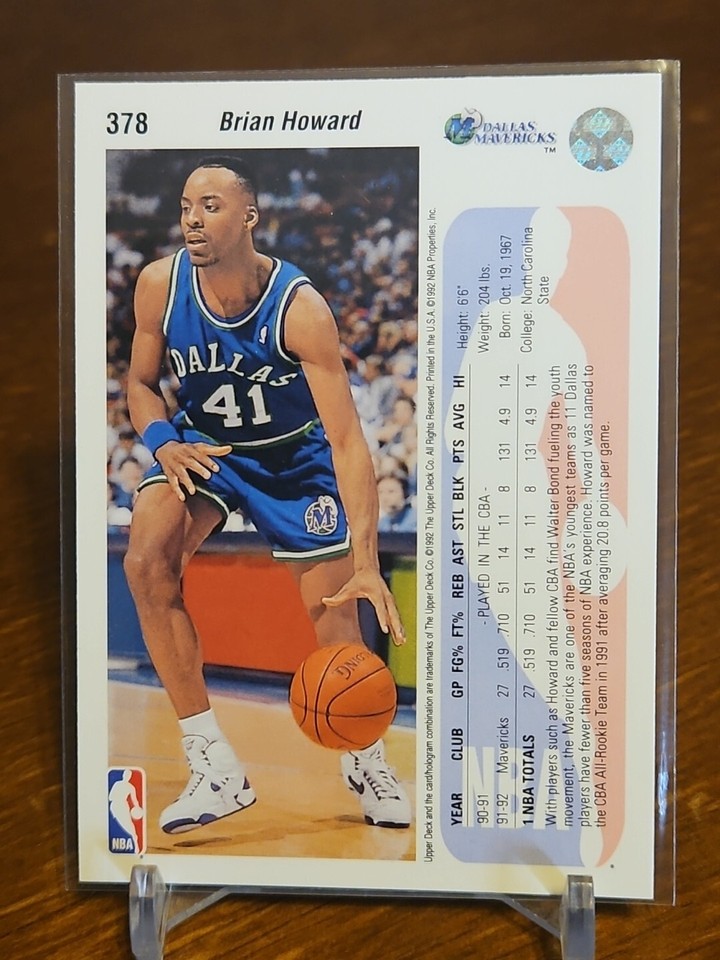 1992-93 Upper Deck Basketball Card #378 Brian Howard Mavericks | eBay