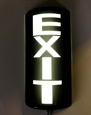 LED LIGHTED ART DECO STYLE EXIT SIGN, CURVED FACE HOME MOVIE THEATER ...