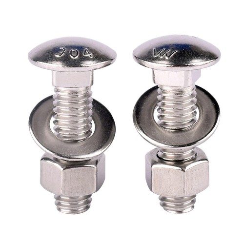 Carriage Bolt Nut Washer Kit 304 Stainless Steel 1/4-20x3/4In Full ...