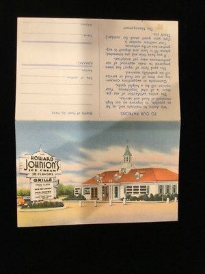 VTG Howard Johnsons Ice Cream Grille Restaurant Bifold Antique Postcard ...