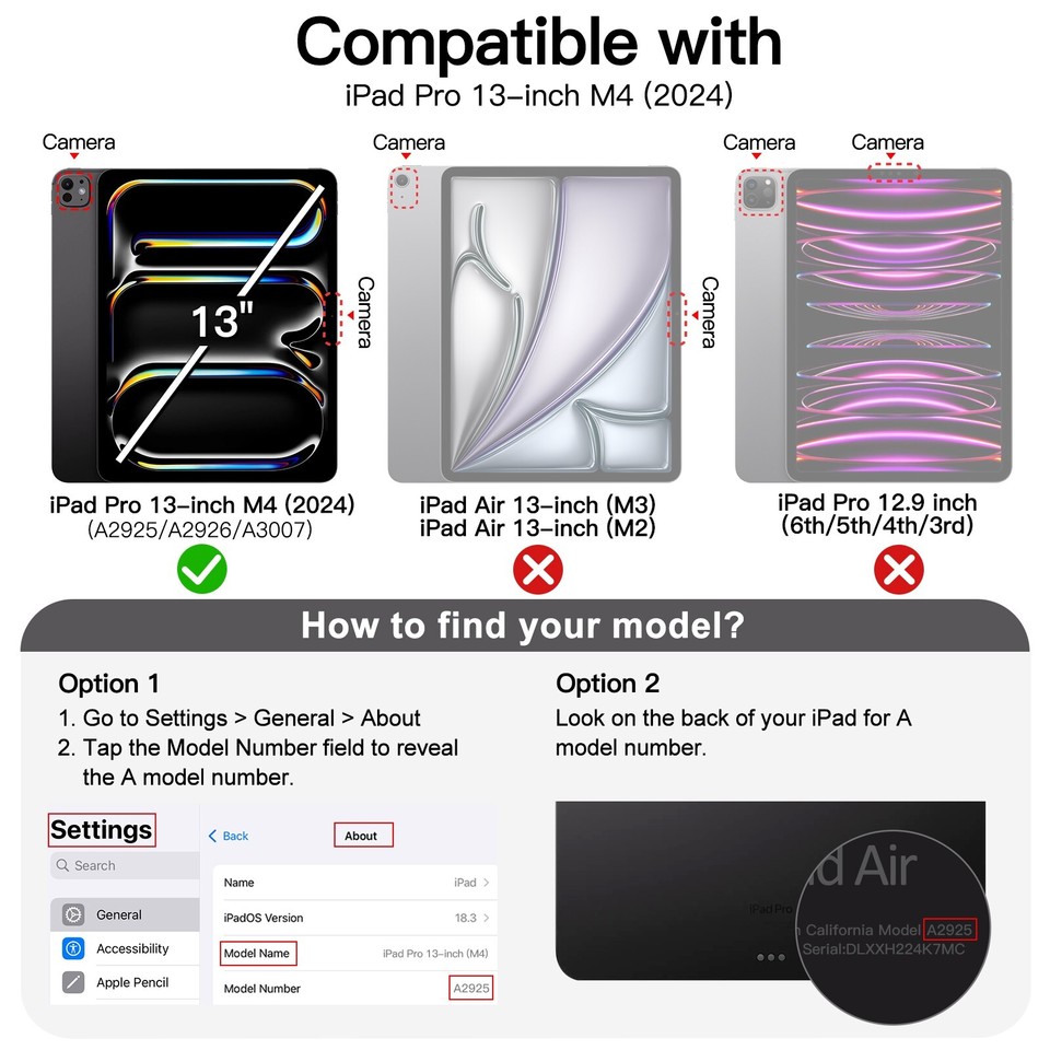 JETech Clear Case for iPad Pro 13-Inch M5/M4 (2025/2024), Hard PC and ...