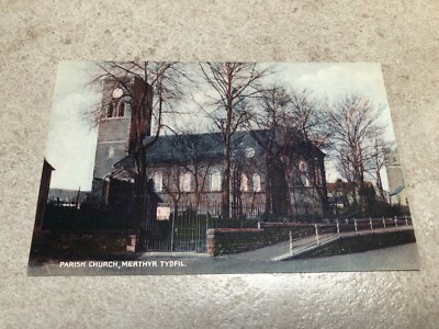 1900s colour postcard .parish church merthyr tydfil | eBay
