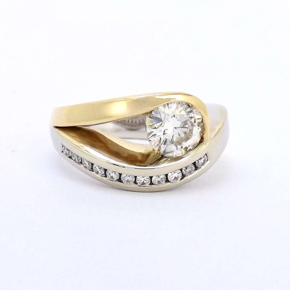14k Gold Natural Diamond Engagement Ring Modern Channel Set Setting or ...