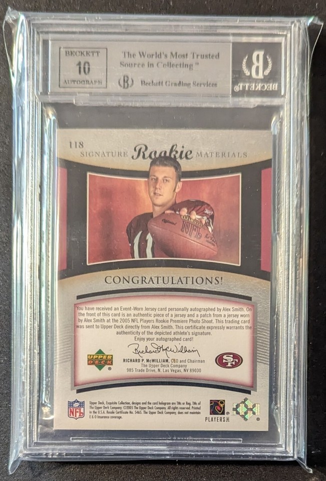 2005 Exquisite Collection #118 Alex Smith Rookie Patch Auto RPA RC /99 ...