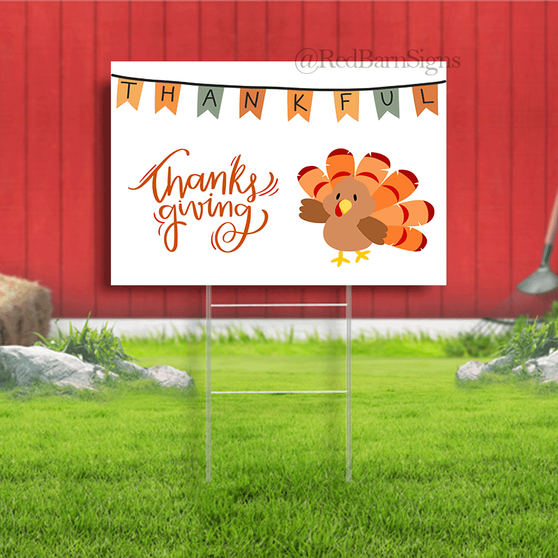 Thankful happy thanksgiving yard sign | eBay