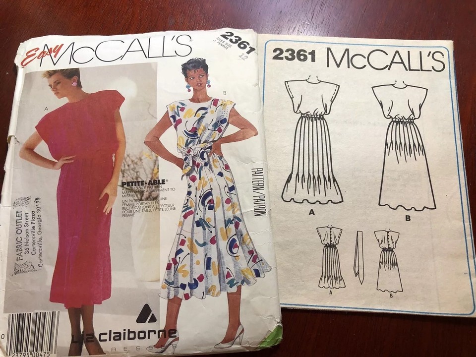 Sewing Patterns Year 1986 McCalls Number 2361 Miss Size 12 Dresses In ...