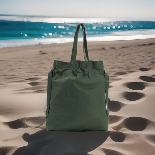 LULULEMON 'Easy As Sunday' Green Drawstring Tote Bag Athleisure Gym ...