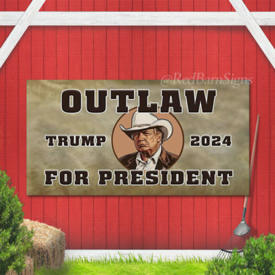 Trump 2024 Outlaw Flag Funny Humorous Political Banner,Donald Brown | eBay
