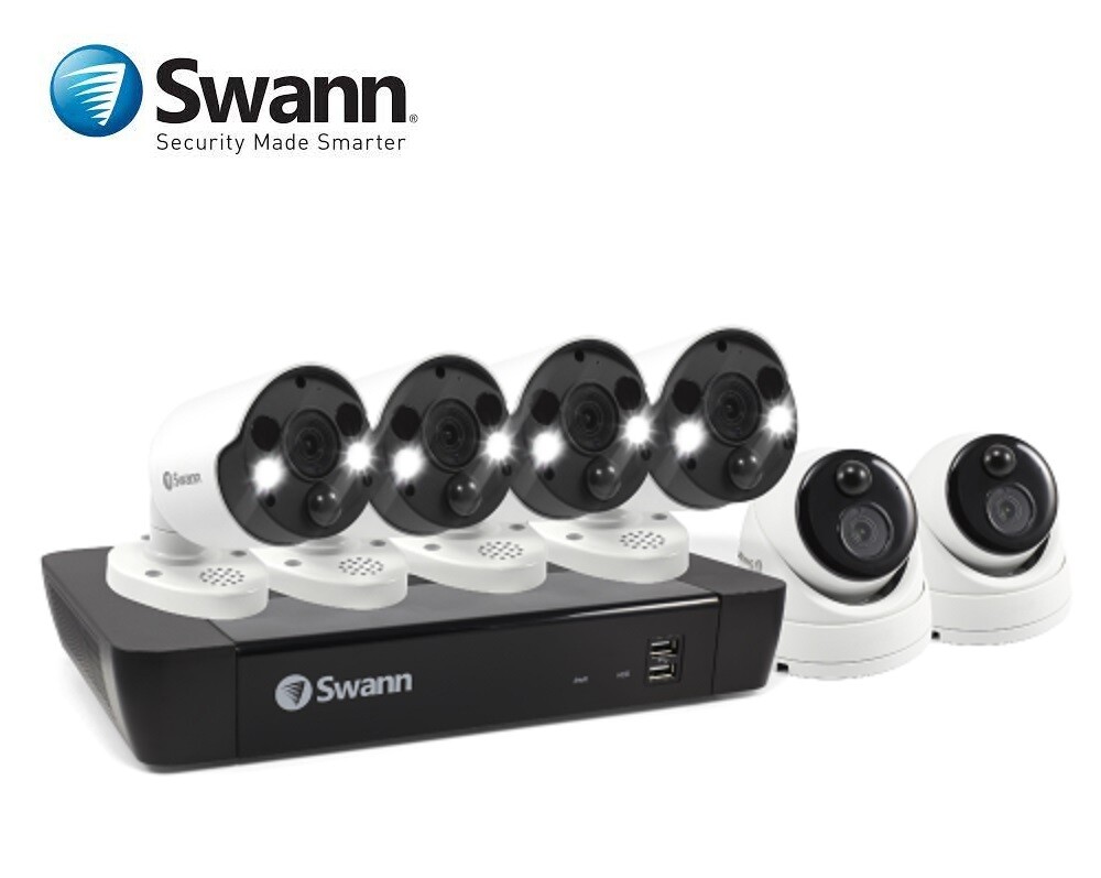 Swann NVR8-8580 8Ch 4K 2TB 4x 4K NHD-887MSFB Spotlight & 2x 4K NHD ...