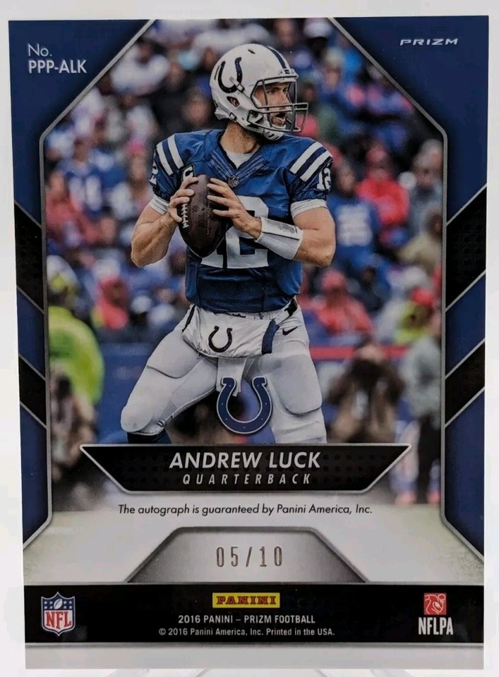 2016 Panini Prizm Patented Penmanship Silver Andrew Luck Auto #5/10 | eBay