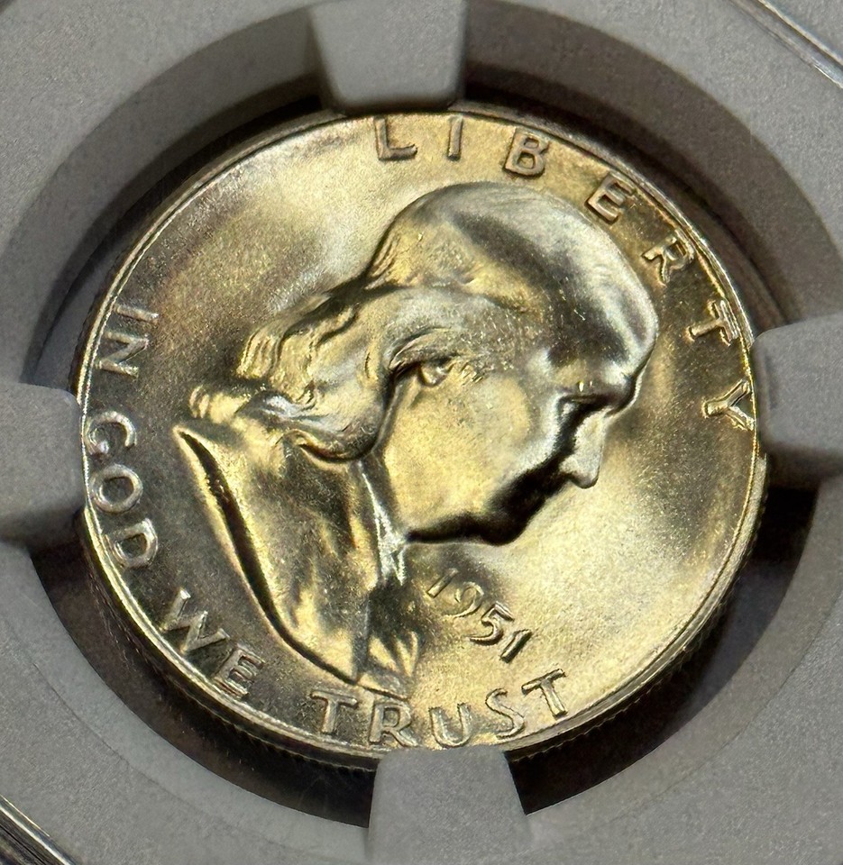1951-S Franklin Half Dollar 50C – NGC MS66 – Light Golden Toning, Big ...
