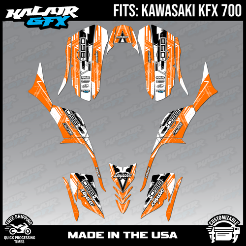 Graphics Kit for KAWASAKI KFX 700 KFX700 Future Series - Orange 16 MIL ...
