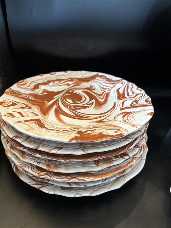 Alaska Native Sitka Clay Pottery Marbled Glaze Set Of 10 Dinner Plates ...