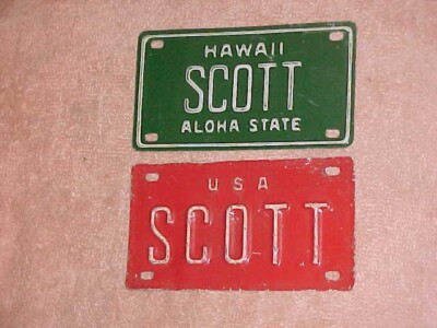1953 MINI LICENSE PLATES - Wheaties - SCOTT - HAWAII and USA | eBay