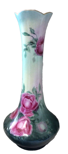 VINTAGE 1900'S VIENNA AUSTRIA HAND PAINTED ROSES FLORAL 12" PORCELAIN ...