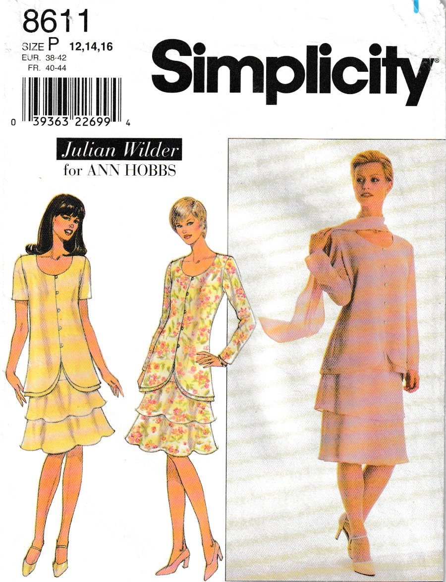 Simplicity Pattern 8611 Misses 2 PC Dress & Scarf 12-16, FF | eBay