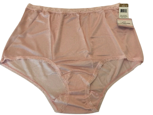 4 Pack LORRAINE Nylon Full Cut Lace Trim Brief Panties Petal Pink Plus ...