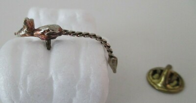 Adorable Silver Tone Blue Eyed Mouse w/ Long Tail Tie Tack Vtg 1970s ...