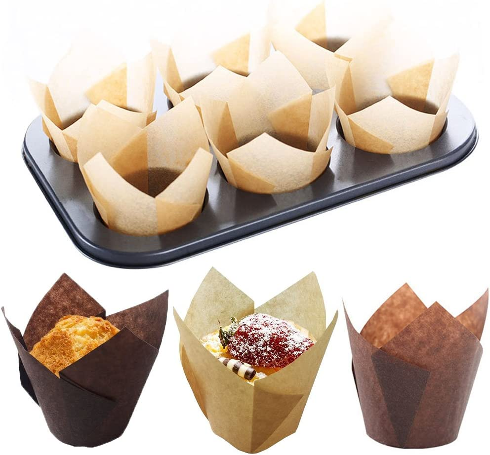 200 Pcs Tulip Cupcake Liners,Cooyeah Baking Cup Holder Muffin Paper ...