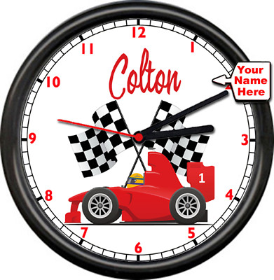 Personalized Name Boys Race Car Formula 1 Racing Flags Custom Sign Wall ...