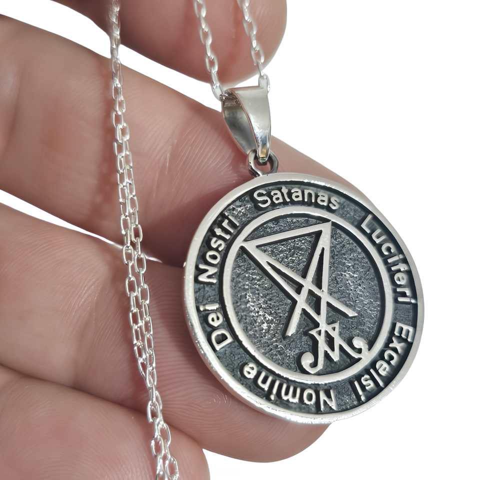 Sigil of Lucifer Latin Script Left Hand Path Necklace 925 Sterling ...