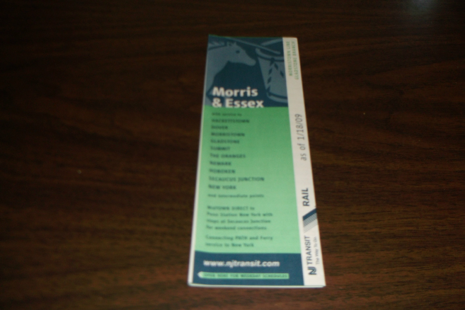 JANUARY 2009 NJT NEW JERSEY TRANSIT MORRIS & ESSEX LINES PUBLIC ...