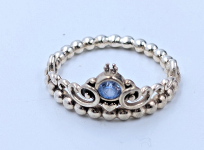 Authentic PANDORA Disney Cinderella Tiara Sterling Silver Ring Size7 ...