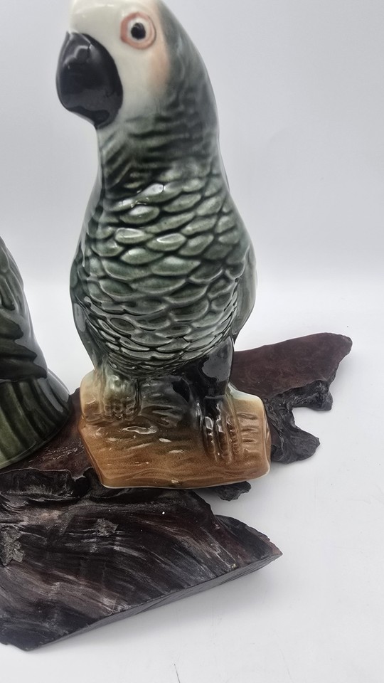 Lot 2 Decorative Parakeet Birds Ceramic Figurines Made In Brazil Approx ...