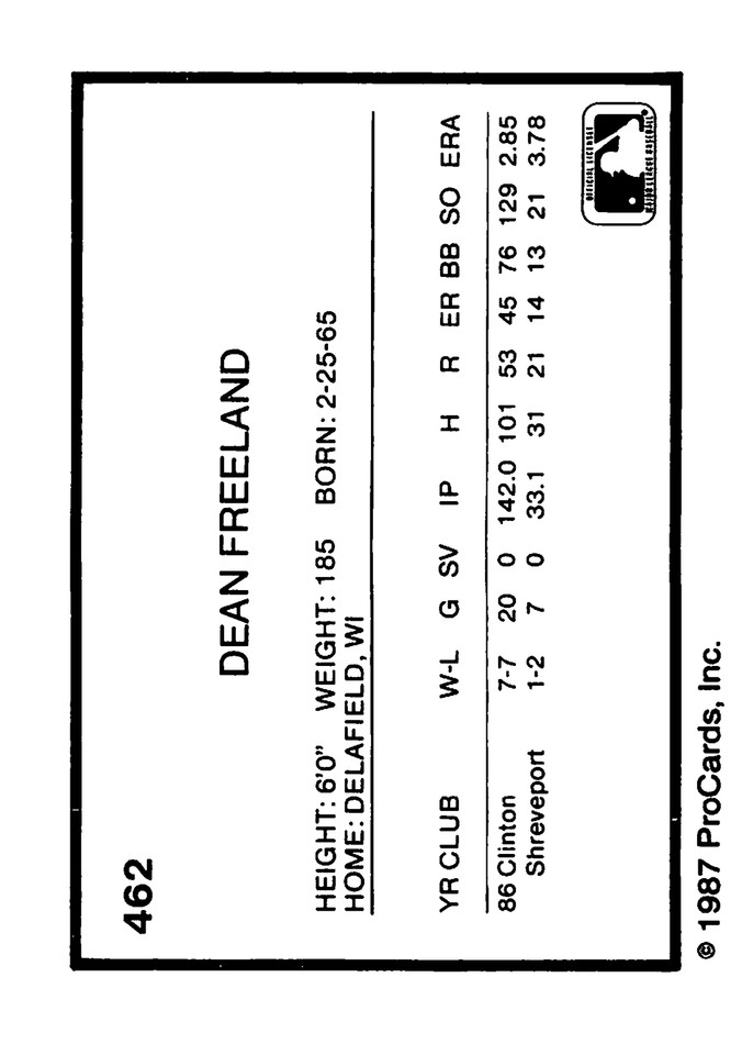 1987 ProCards #462 Dean Freeland Shreveport Captains | eBay