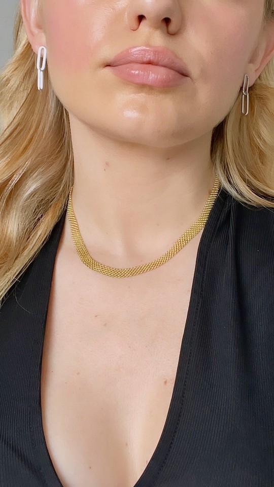 14k Yellow Gold Bismark Chain Choker Necklace - Gold Bismarck Chain 7mm ...