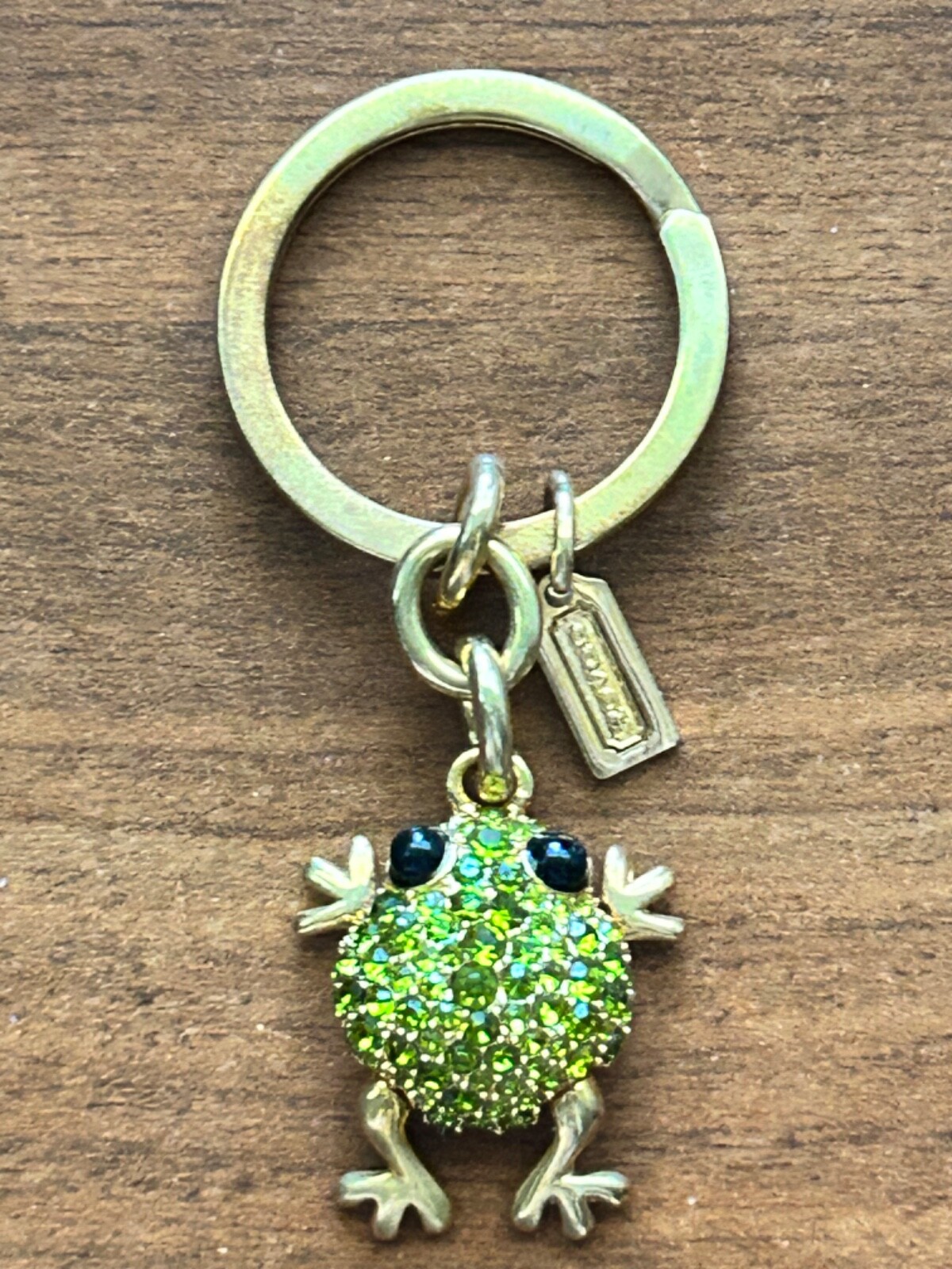 Rare Coach Brass Articulated Jeweled Frog Key Fob Ke… - Gem