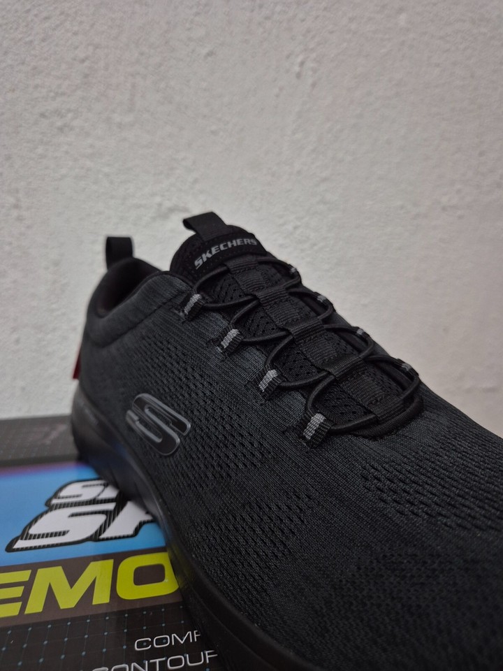 SKECHERS MENS SLIP ON SHOES MEMORY FOAM WIDE FIT TRAINER SKETCHER BLACK ...