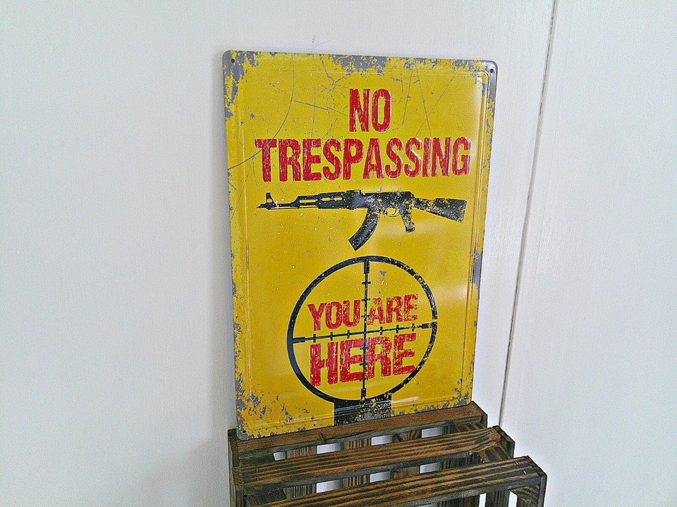 Warning No Trespassing Sign Metal Aluminum 12"x17" Funny Signs Metal ...