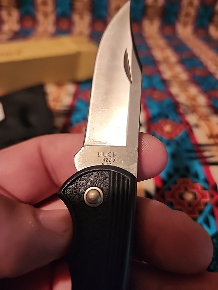 VINTAGE BUCK 422 BK BUCKLITE FOLDING LOCK BLADE HUNTING KNIFE BLACK ...
