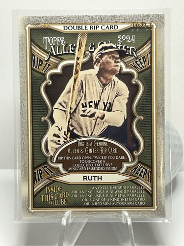 DOUBLE RIP Card 2024 Topps Allen & Ginter Babe Ruth Lou Gehrig 39/50 NY ...
