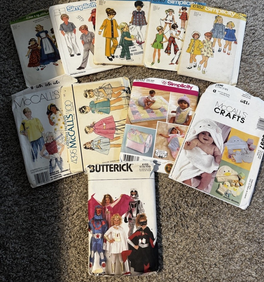Lot Of 29 Vintage 1960s -2000s Baby Children Sewing Patterns CUT ...