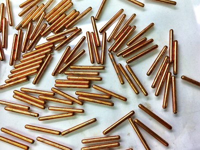 100 Piano Bridge Pins, #7 (0.086" diameter), Round Ends, Coppered, B ...