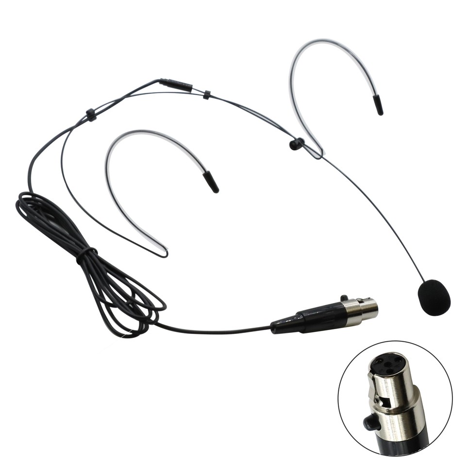 Black Headset Mic Wear Microphone Mini XLR 4 Pin TA4F For Shure ...