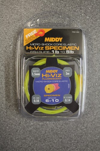 MIDDY HI-VIZ MICRO-SHOCK CORE HOLLOW FISHING POLE ELASTIC 3M VARIOUS ...