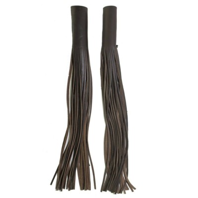 Motorcycle Handlebar Grip Leather Fringe Covers Dark Brown 22 1/2 Inch ...