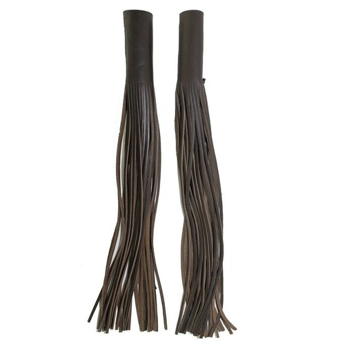 Motorcycle Handlebar Grip Leather Fringe Covers Dark Brown 22 1/2 Inch ...