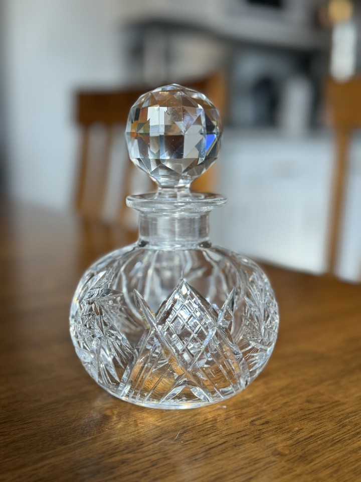 ABP Hobstar Cut Glass Perfume Cologne Cordial Decanter Vanity Bottle ...